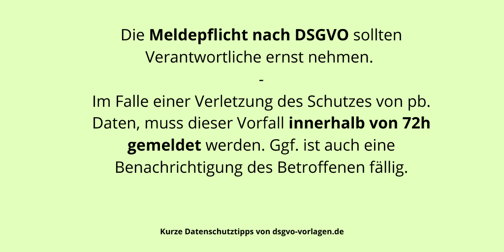 Meldepflicht - DSGVO-Vorlagen
